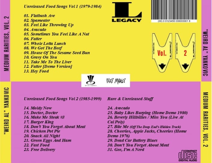 "Weird Al" Yankovic - Medium Rarities Vol. 2 (2019) CD