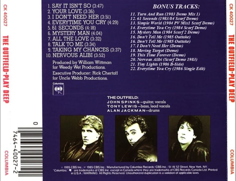 The Outfield - Play Deep (EXPANDED EDITION) (1985) CD