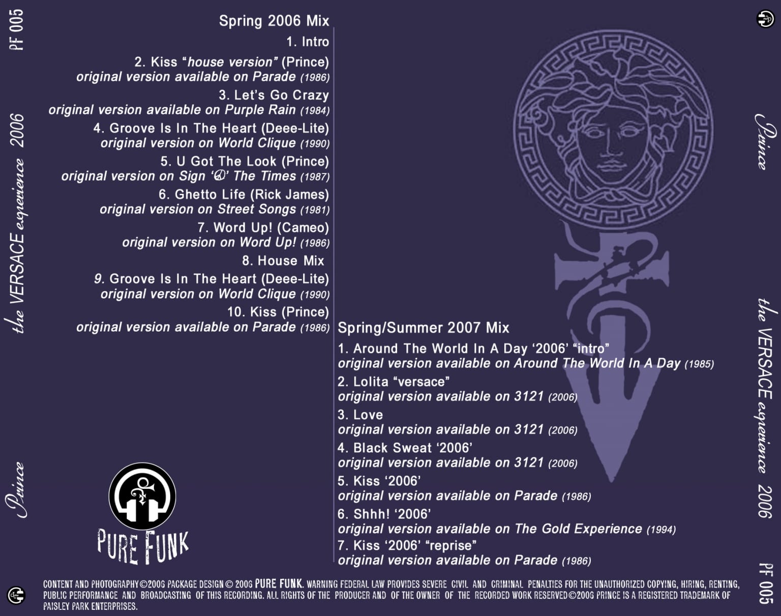 Prince - The Versace Experience 2006 (2006) CD